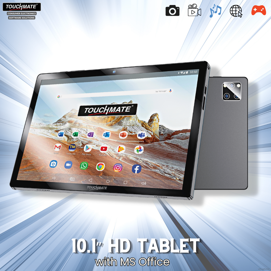 TOUCHMATE 10.1” HD Tablet with MS Office | 64GB Built-In Memory | 4GB