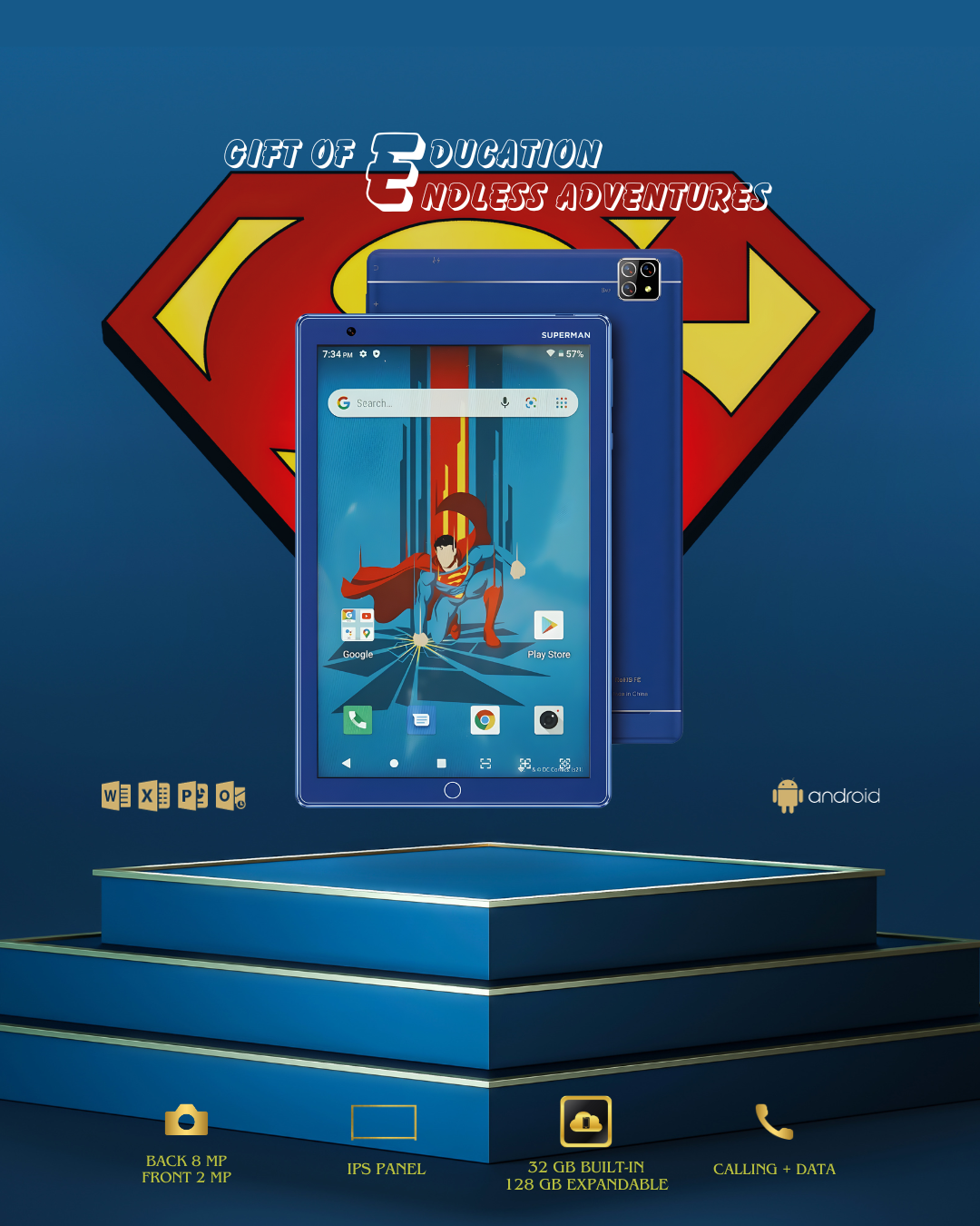 SUPERMAN 8" Tablet with MS Office - (Super Tab) | SKU : TM-MID870SB